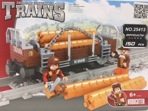 Building Block Flat Car w/Logs 150p - Emery Distributors