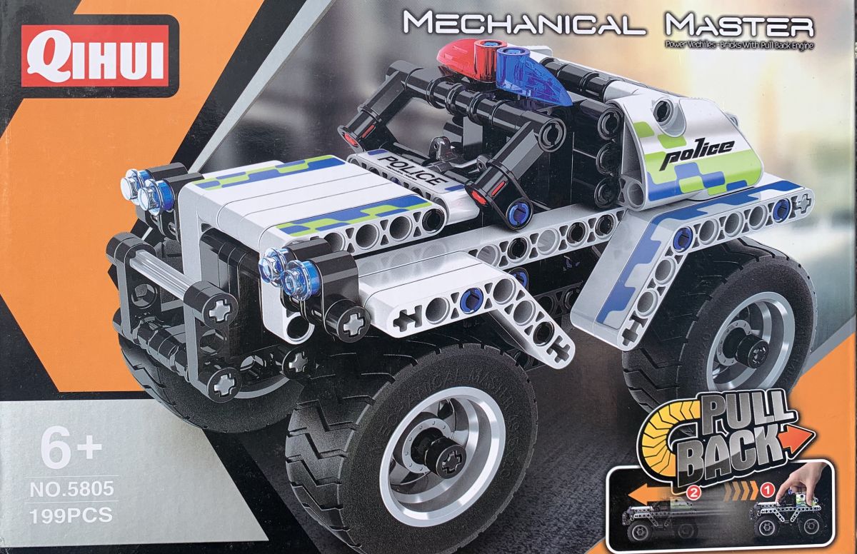Tech Bricks Police Car STEM Pull Back 199pc - Emery Distributors