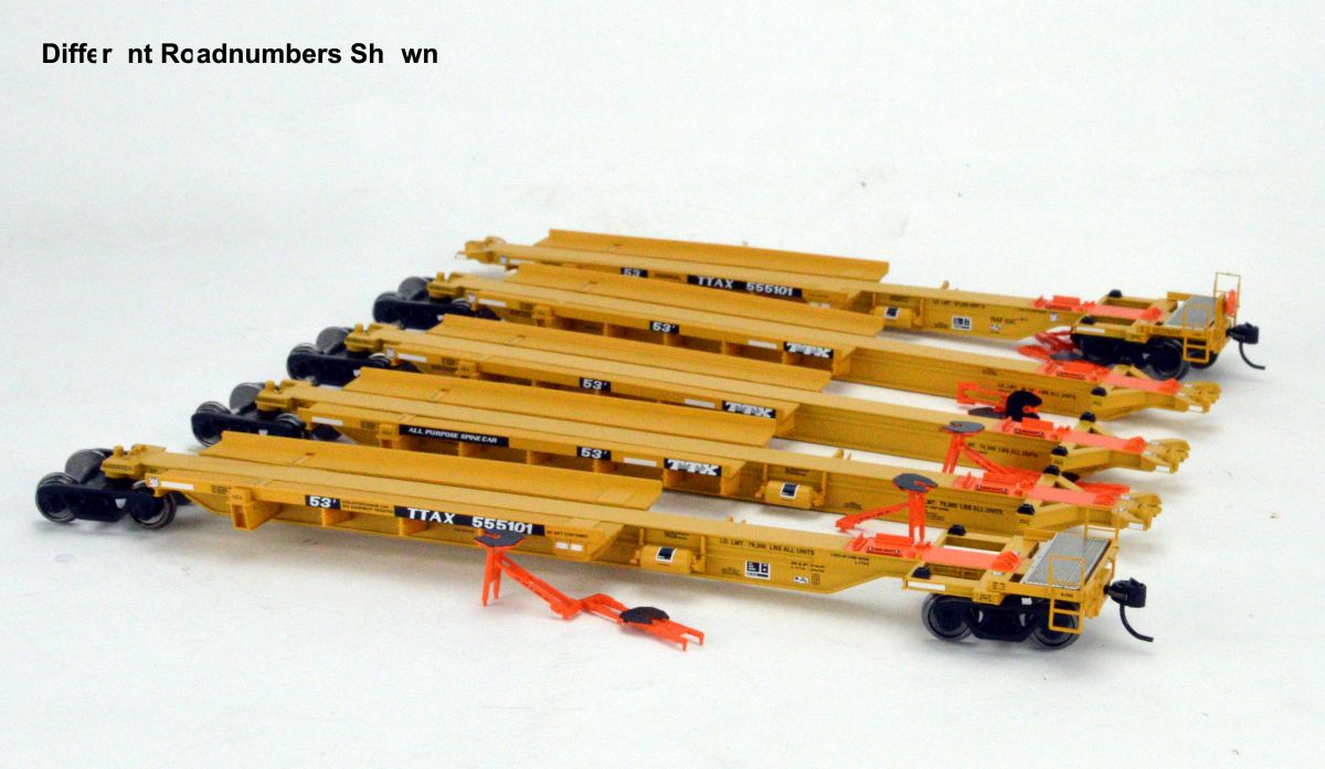 HO Trinity 53' 5-Unit TTAX Spine Cars #555030 - Emery Distributors