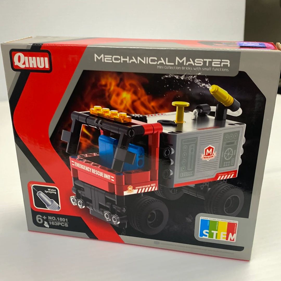 Tech Bricks Mini Fire Truck w/Pumper 163pc - Emery Distributors